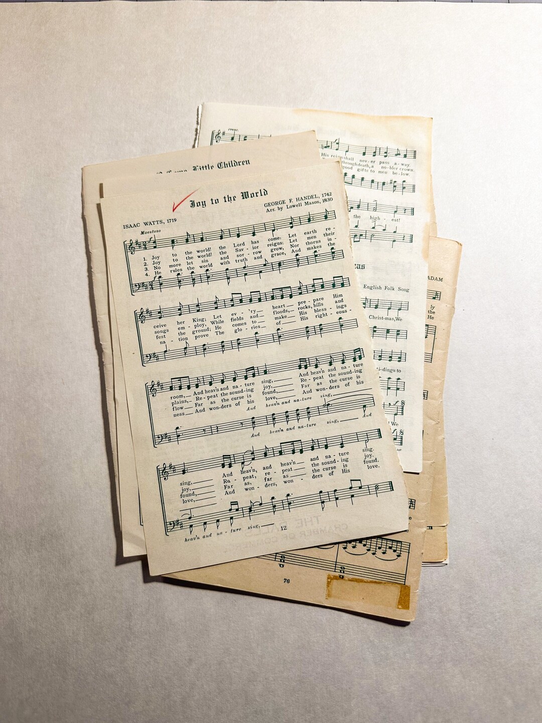 Scruffy Pages of Vintage Christmas, Holiday Sheet Music Pack, 6 Sheets ...