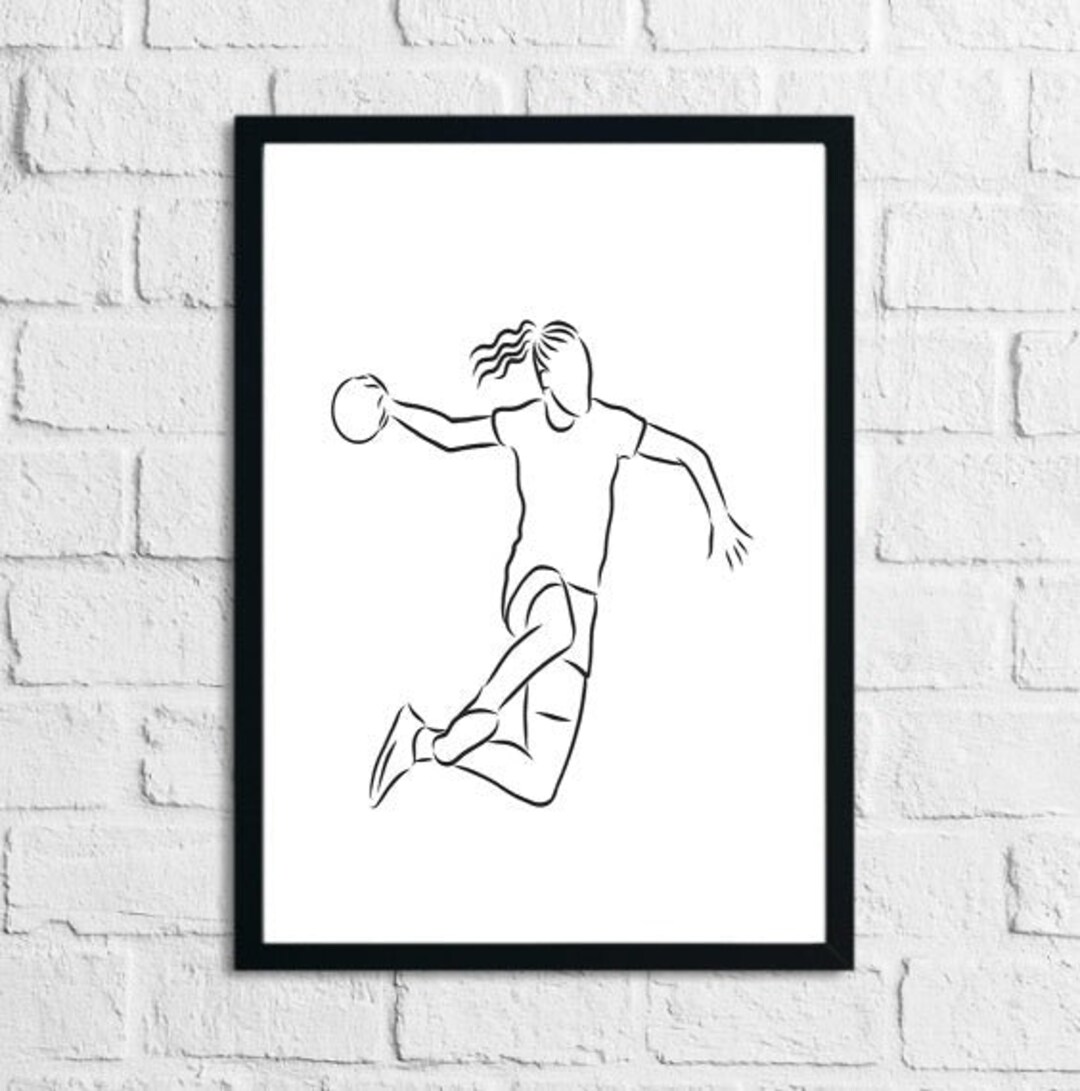 Handball Player Illustration Black and White Home Decor Print - Etsy