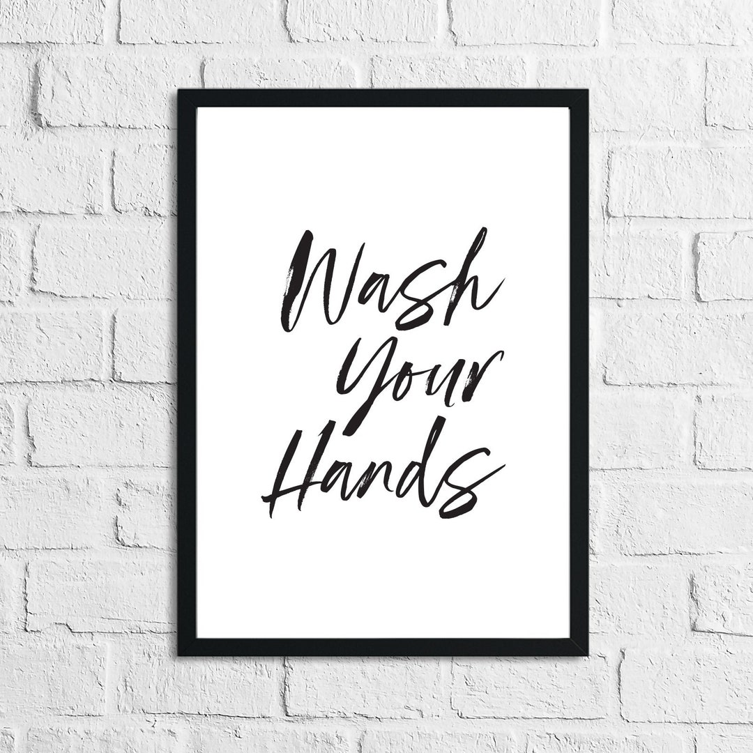 Wash Your Hands Script Bathroom Wall Decor Print - Etsy