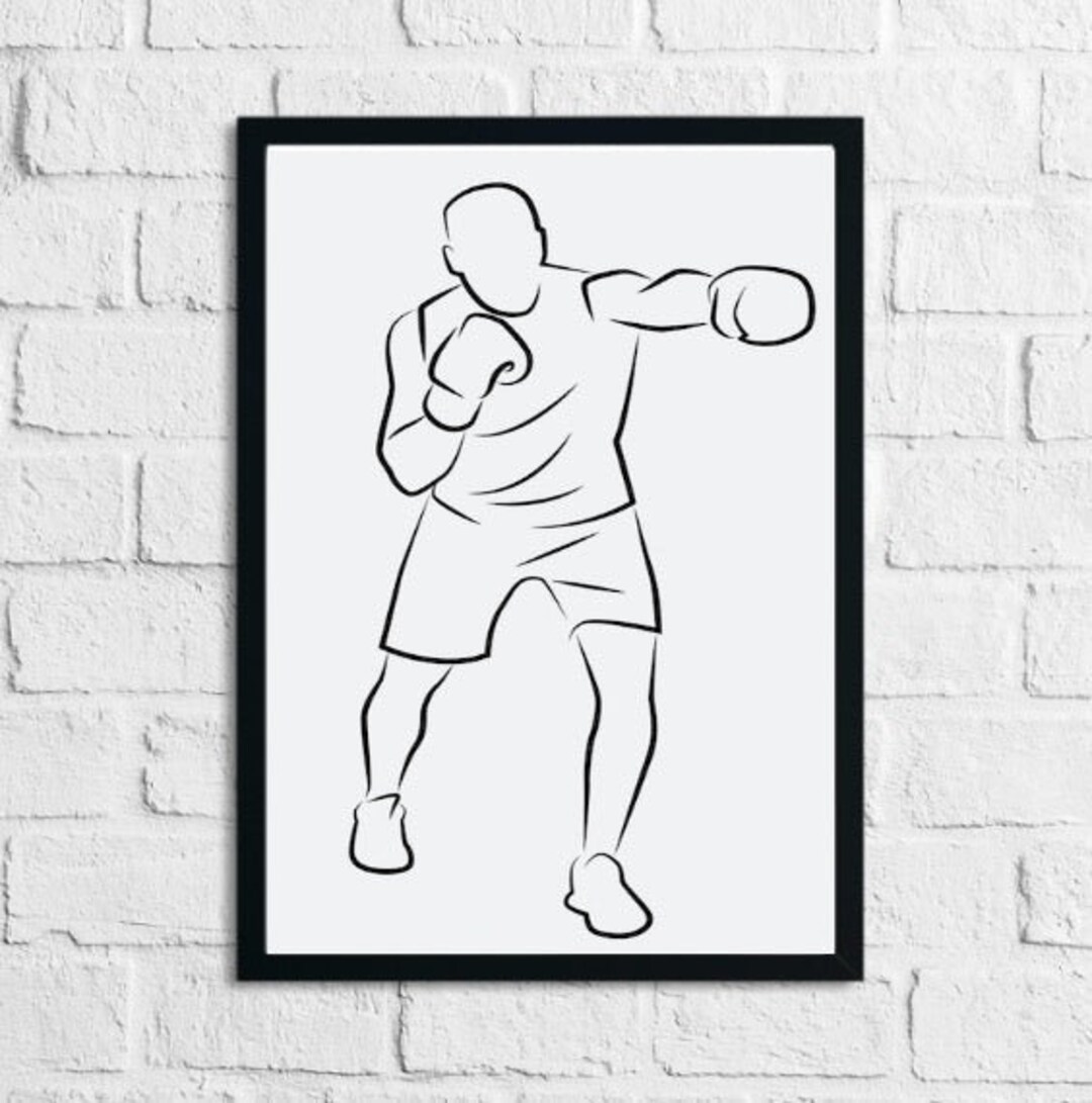 Boxing Boxer Line Art Home Decor Print - Etsy