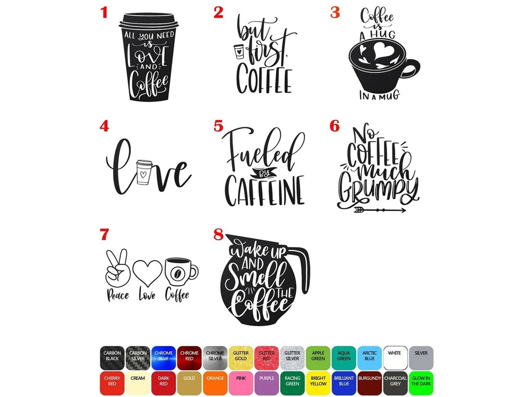 Coffee Stickers - Stickers for Window - Vinyl Decal - Coffee Cup ...