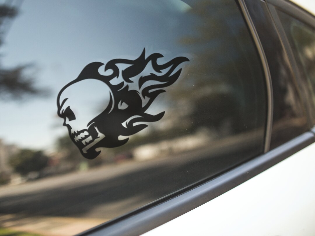 Flaming Skull Sticker-vinyl Wall Sticker-car Sticker Decal-car Decal ...