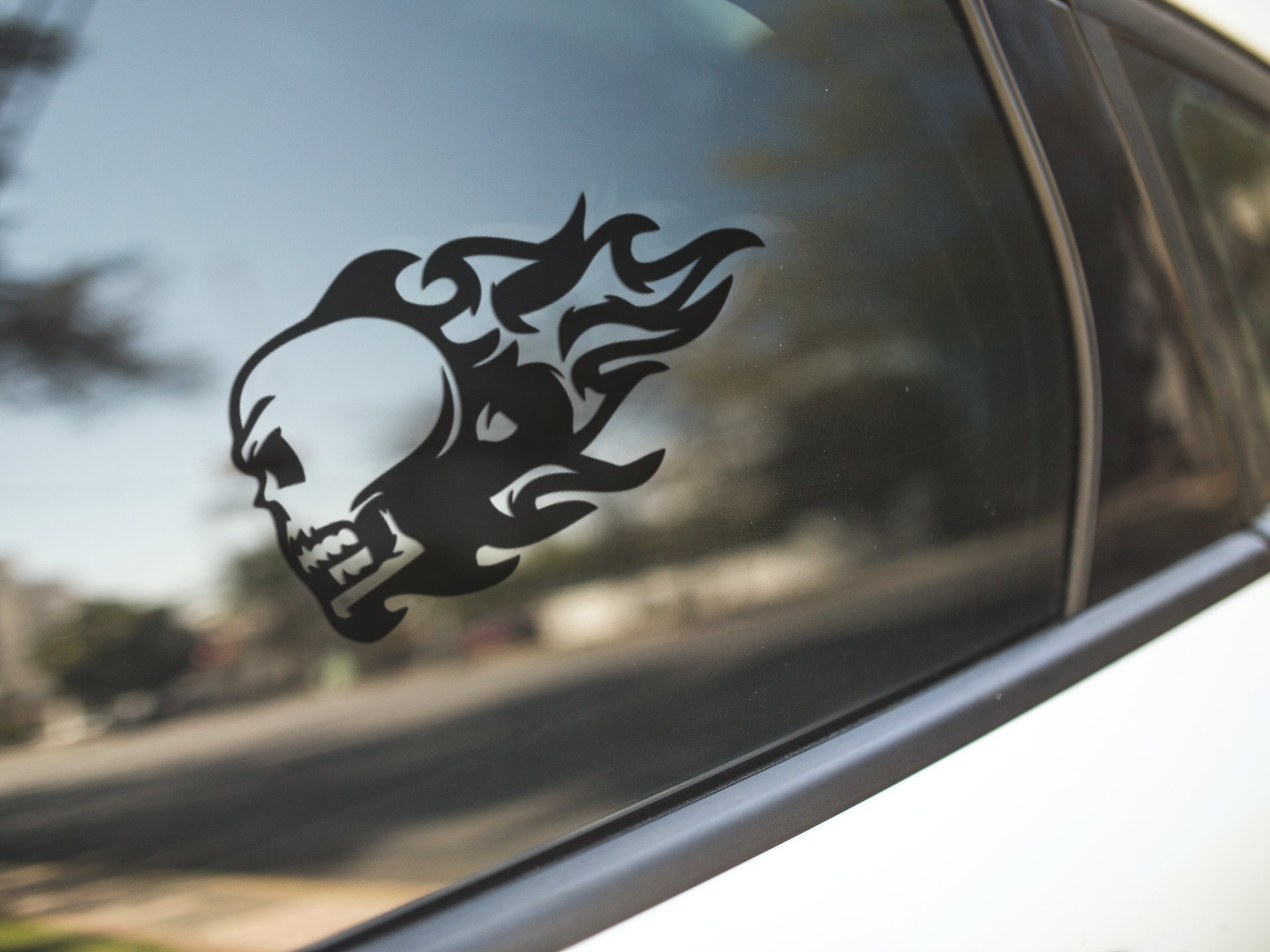 Flaming Skull Sticker-vinyl Wall Sticker-car Sticker Decal-car | Etsy
