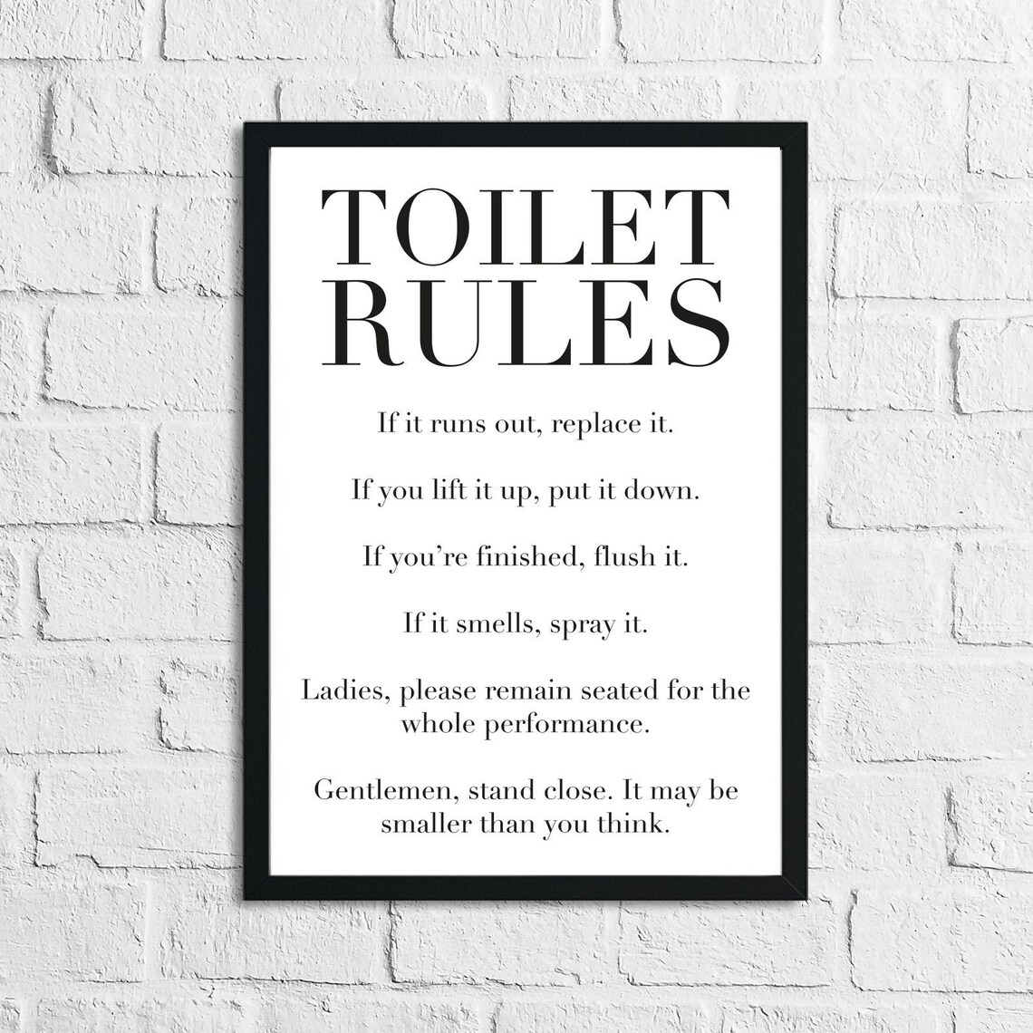 Toilet Rules Funny Humorous Bathroom Wall Decor Print - Etsy