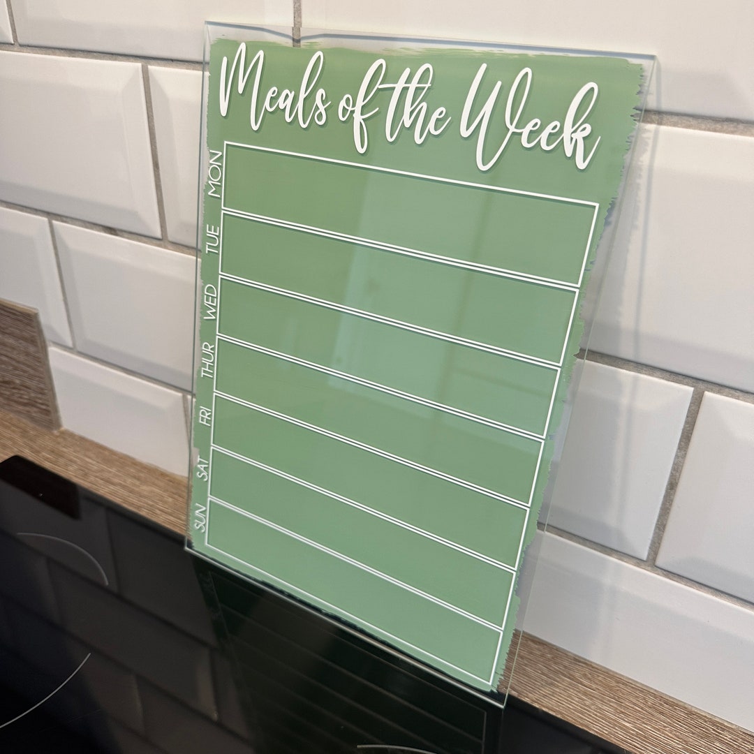 Painted Clear Acrylic Food Planner, A4 Size, Wipeable Sign With Drywipe ...