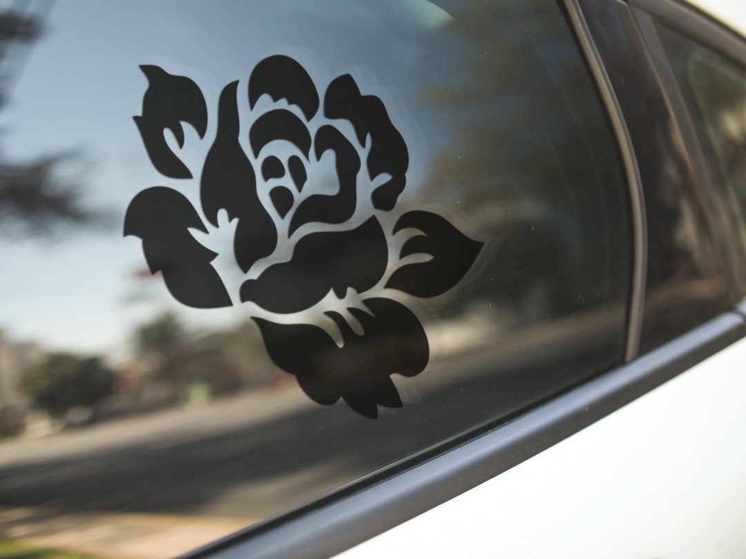 English Rose Flower of England Silhouette Car Decal. HQ. Outdoor Decals ...