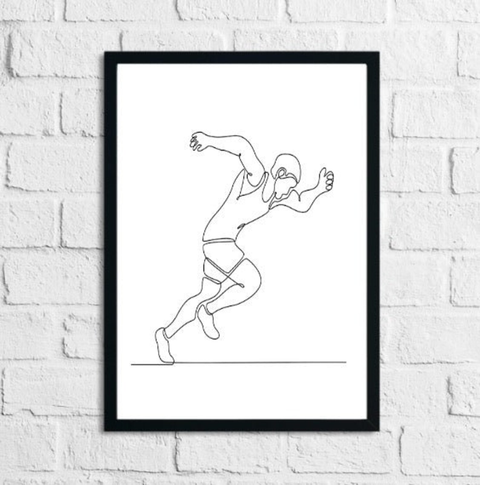 Continuous Line Drawing Runner Vector Illustration Home Decor Print - Etsy