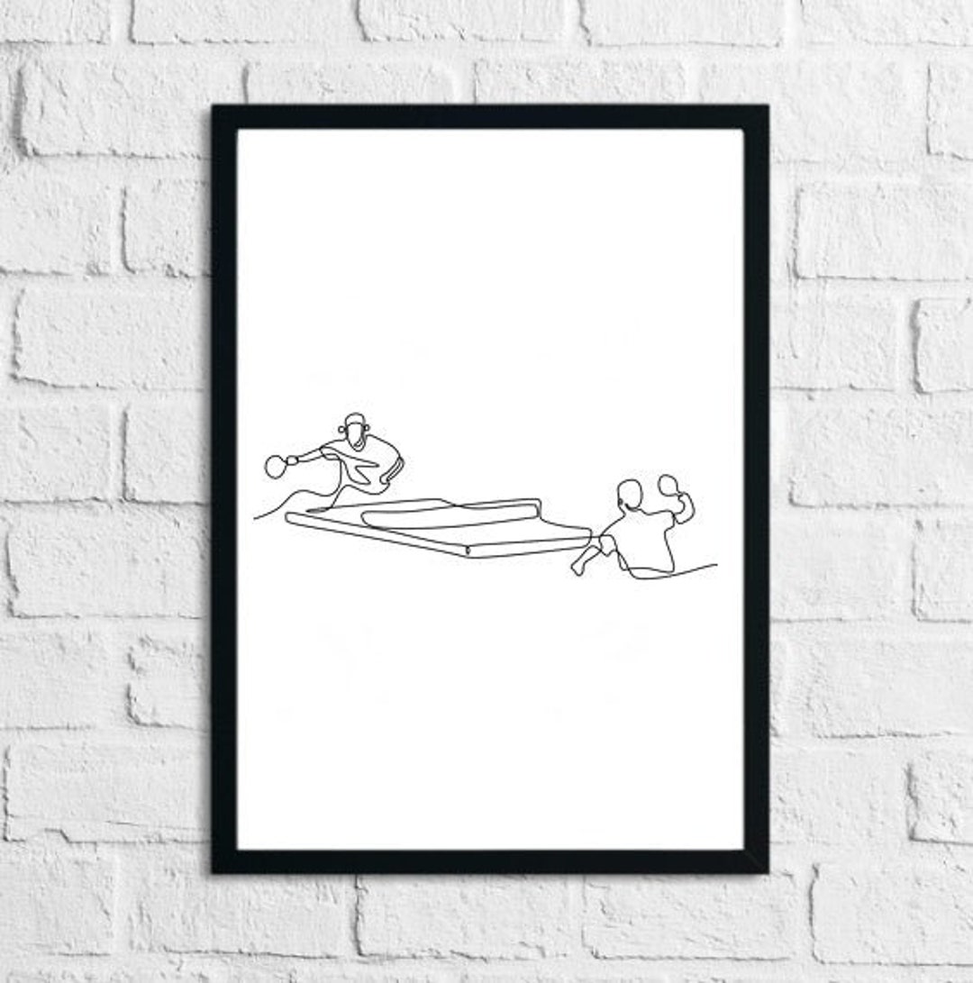 Table Tennis Continuous Line Drawing Home Decor Print - Etsy