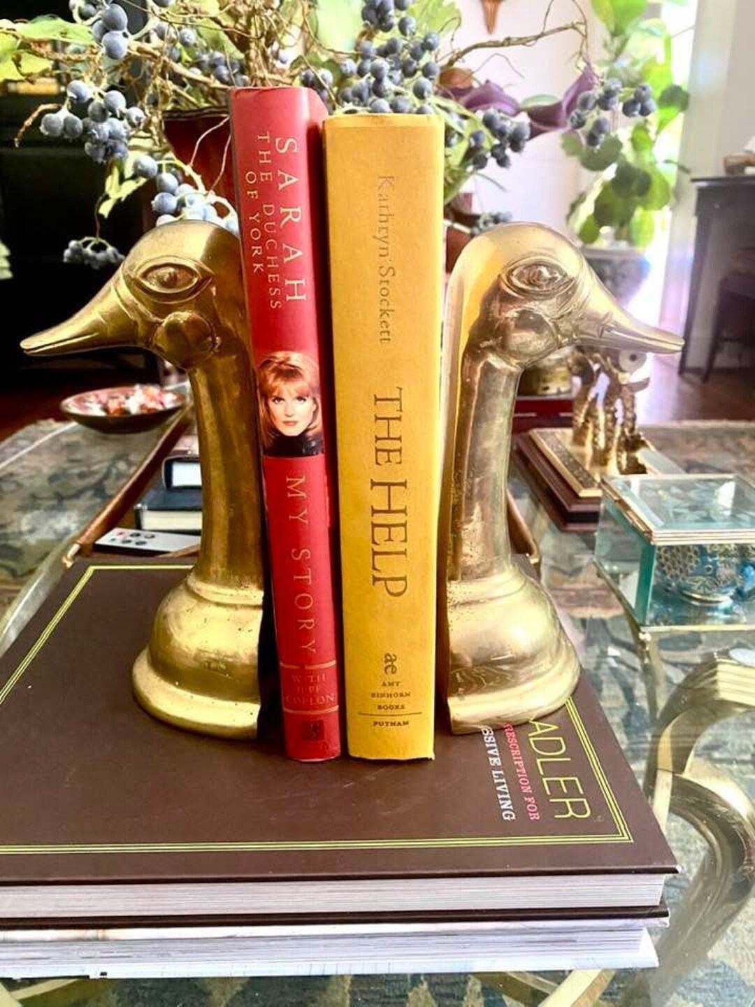 Large Pair Vintage Ducks Head Bookends Library Decor Office Decor ...