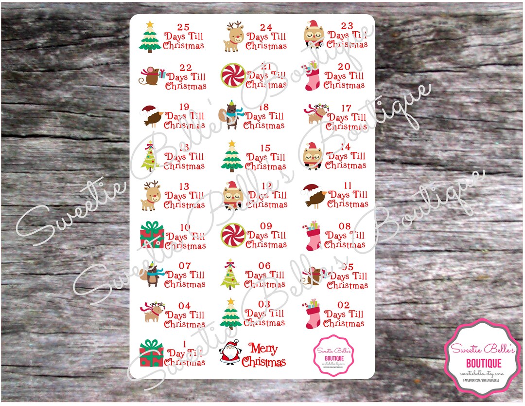 Christmas Countdown Stickers for Planner, Erin Condren, Filofax ...