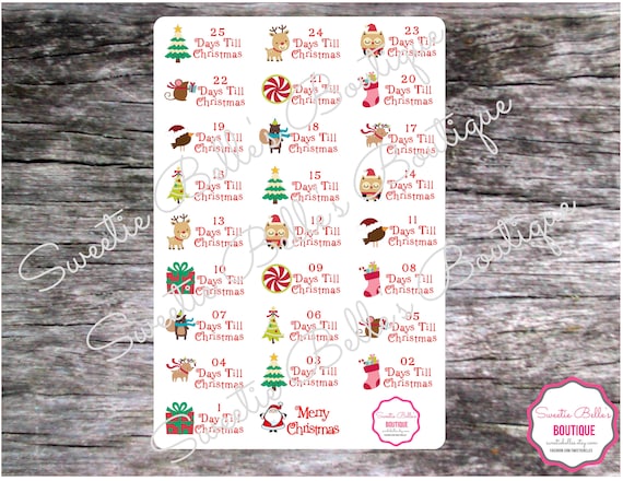 Christmas countdown stickers For Planner Erin Condren | Etsy
