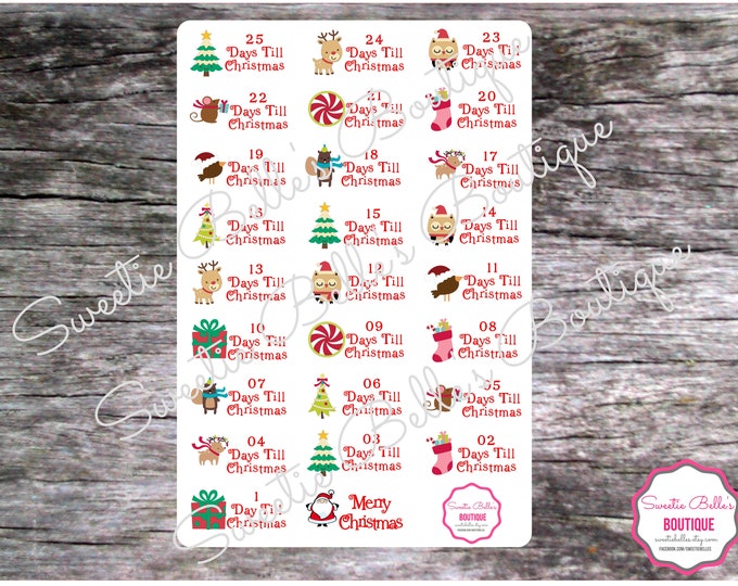 Christmas Countdown Stickers for Planner Erin Condren - Etsy