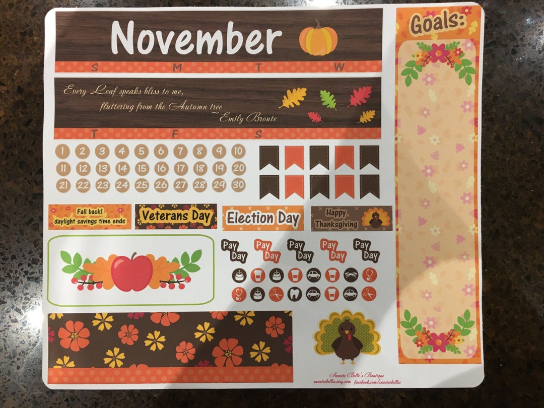 November Month at a Glance Kit - Etsy
