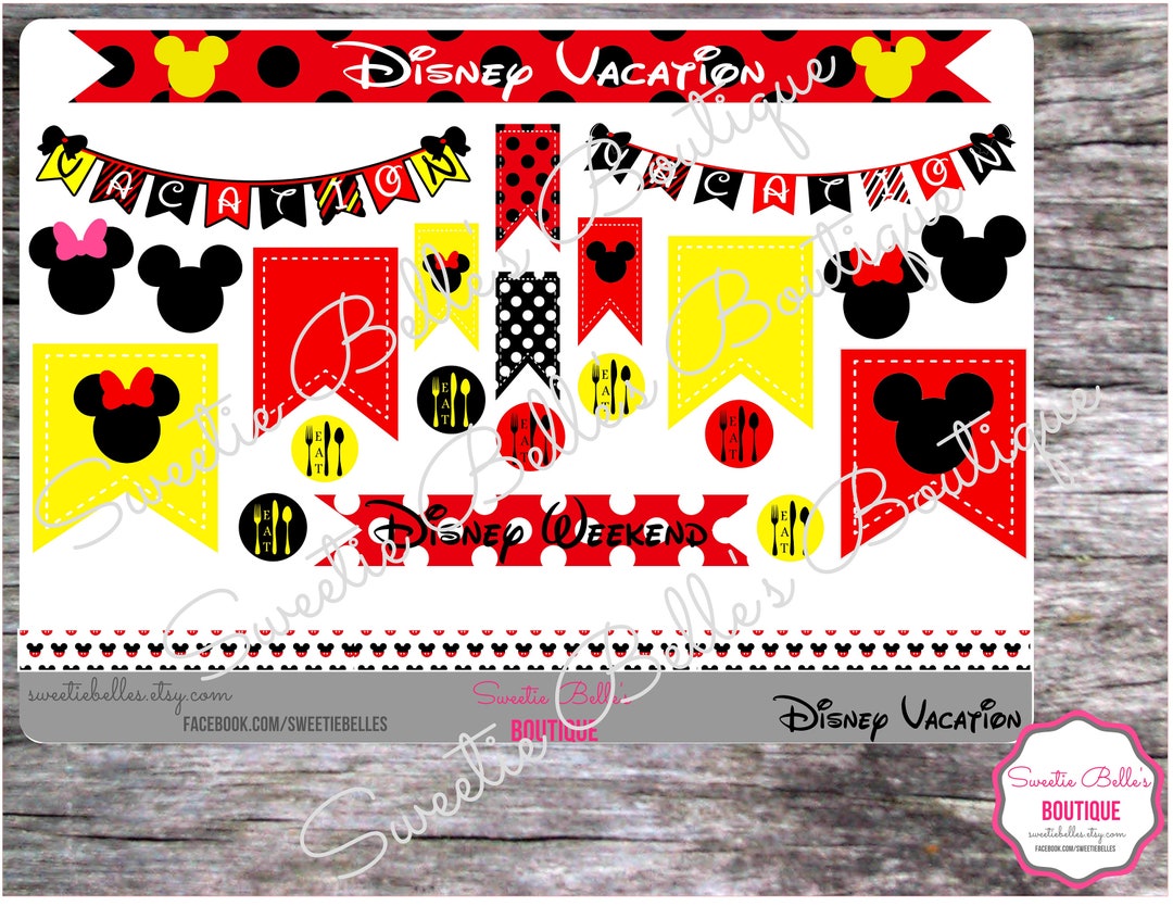 Disney Vacation Stickers for Planner, Erin Condren, Filofax ...