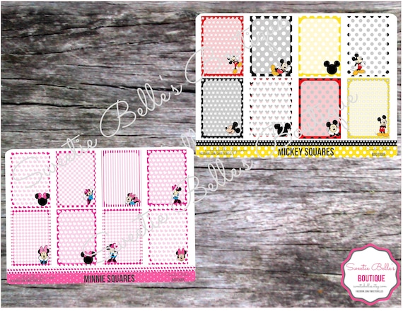 Disney Mickey and Minnie Inspired Planner Square Stickers | Etsy