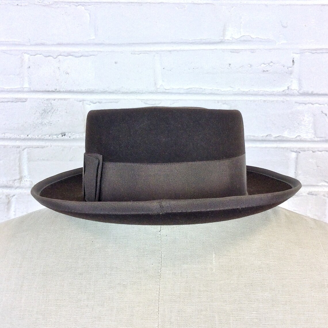 Size 6 7/8 Vintage 1950s 1960s Adam Hats Carbon Brown Porkpie Fedora ...