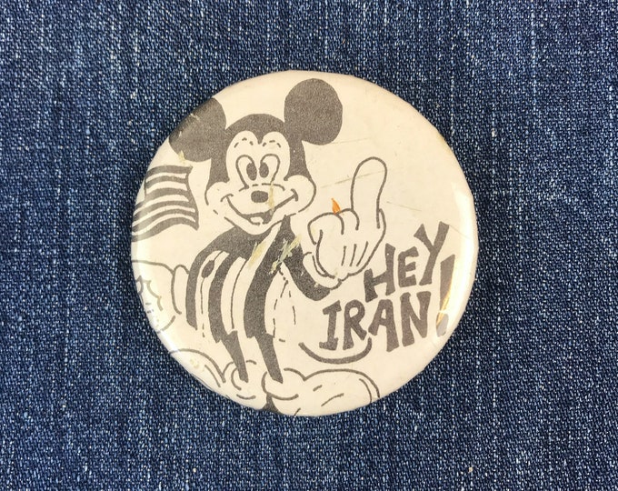 Vintage 1970s 1980s US Anti- Iran Political Pin Mickey Mouse From the ...