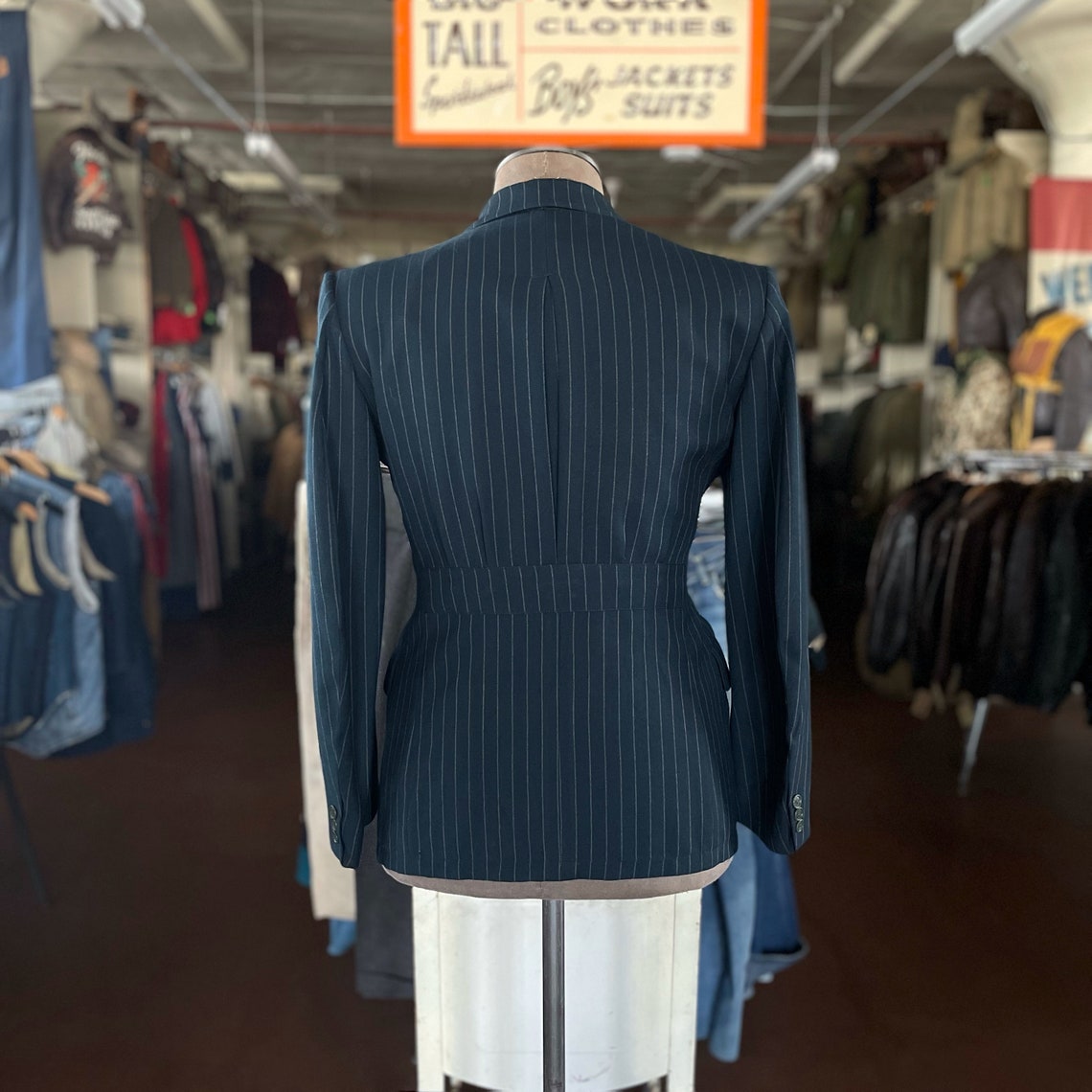 Size 34/36 Vintage 1930s Double Breasted Belt Back Striped Jacket and ...