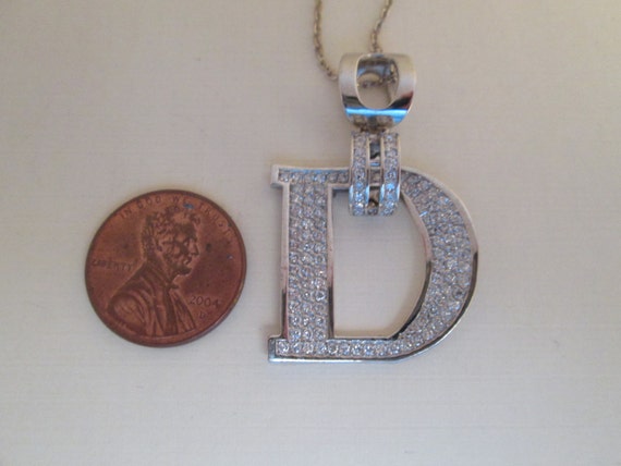 Diamond "D" Initial Pendant Necklace in 14K White Gold - Gem