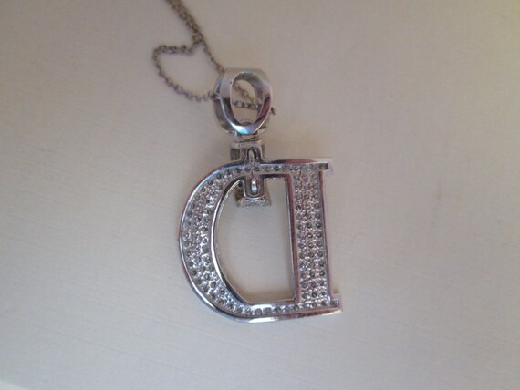 Diamond "D" Initial Pendant Necklace in 14K White Gold - Gem