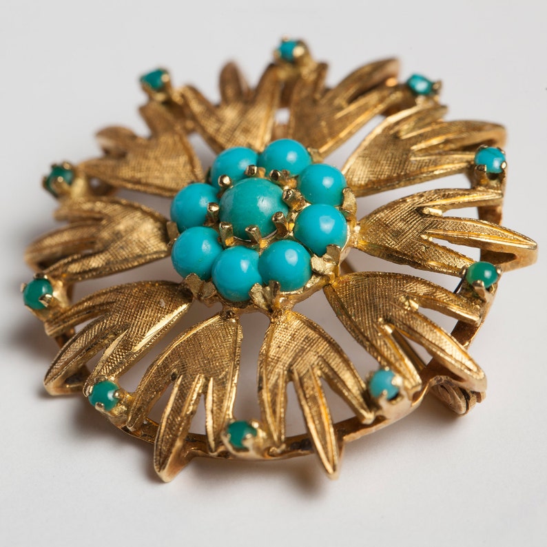 Buy Turquoise and 18K Gold Pin Online in India - Etsy