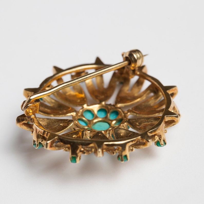 Buy Turquoise and 18K Gold Pin Online in India - Etsy