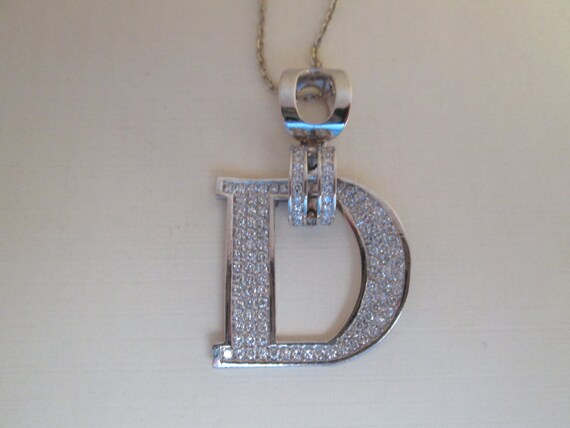 Diamond "D" Initial Pendant Necklace in 14K White Gold - Gem