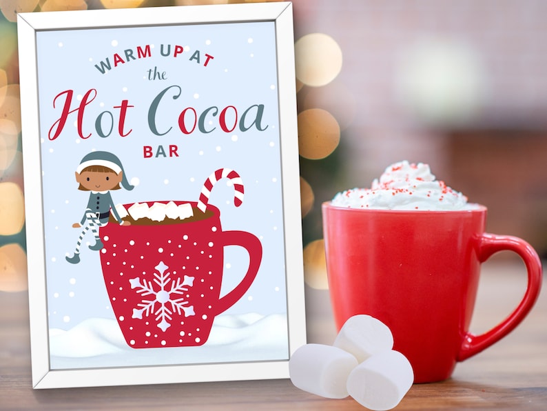 Printable Elf Hot Cocoa Bar Sign Red Green Multi Elf - Etsy