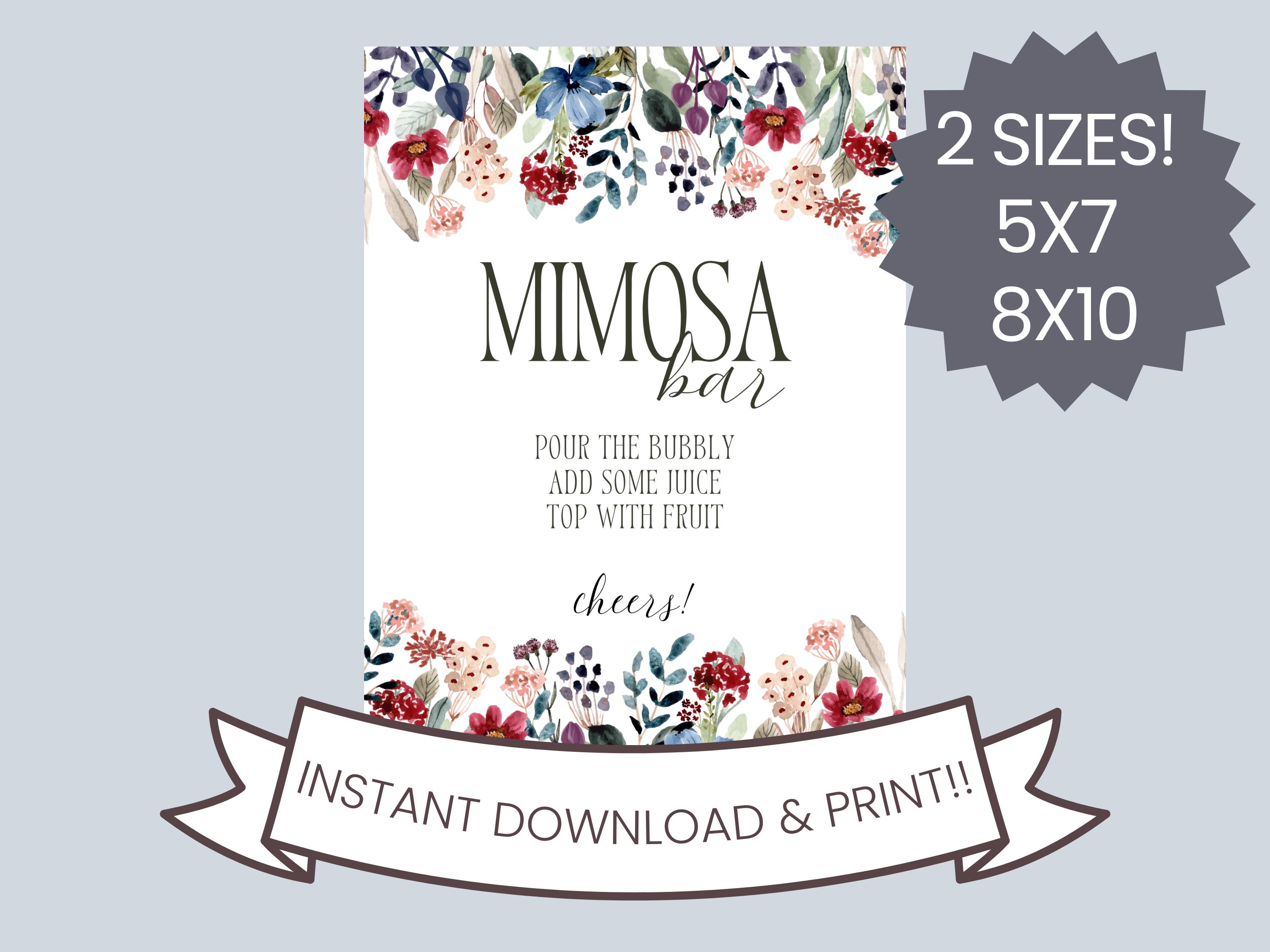 Wildflower Mimosa Bar Sign | Printable Mimosa Bar Sign | Deep Autumn ...