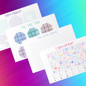 Printable Kids Games I Spy Tic Tac Toe Dots Maze Winter Road Trip Kids ...