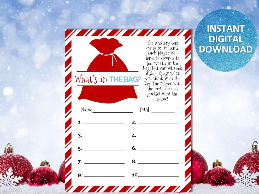 Printable What's in the Bag Christmas Game for Kids & Adults Easy ...