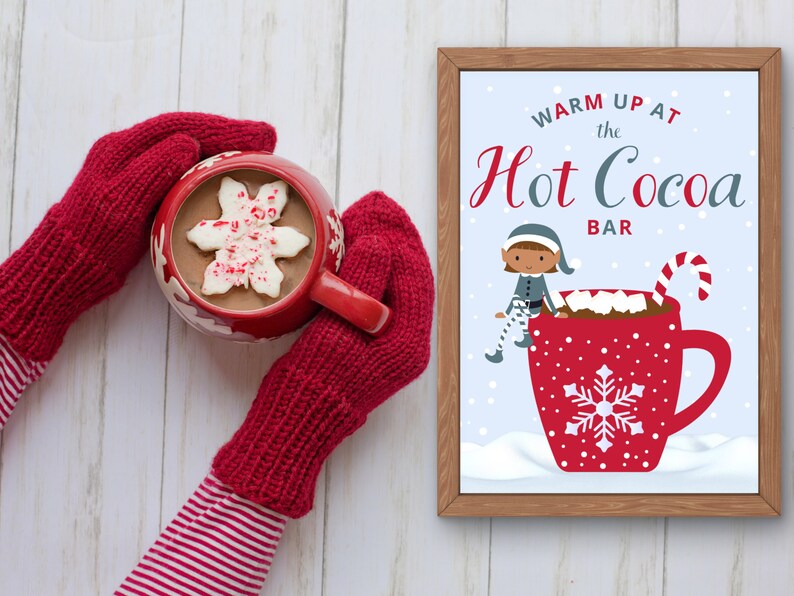 Printable Elf Hot Cocoa Bar Sign | Red Green Multi | Elf Mischief Ideas ...