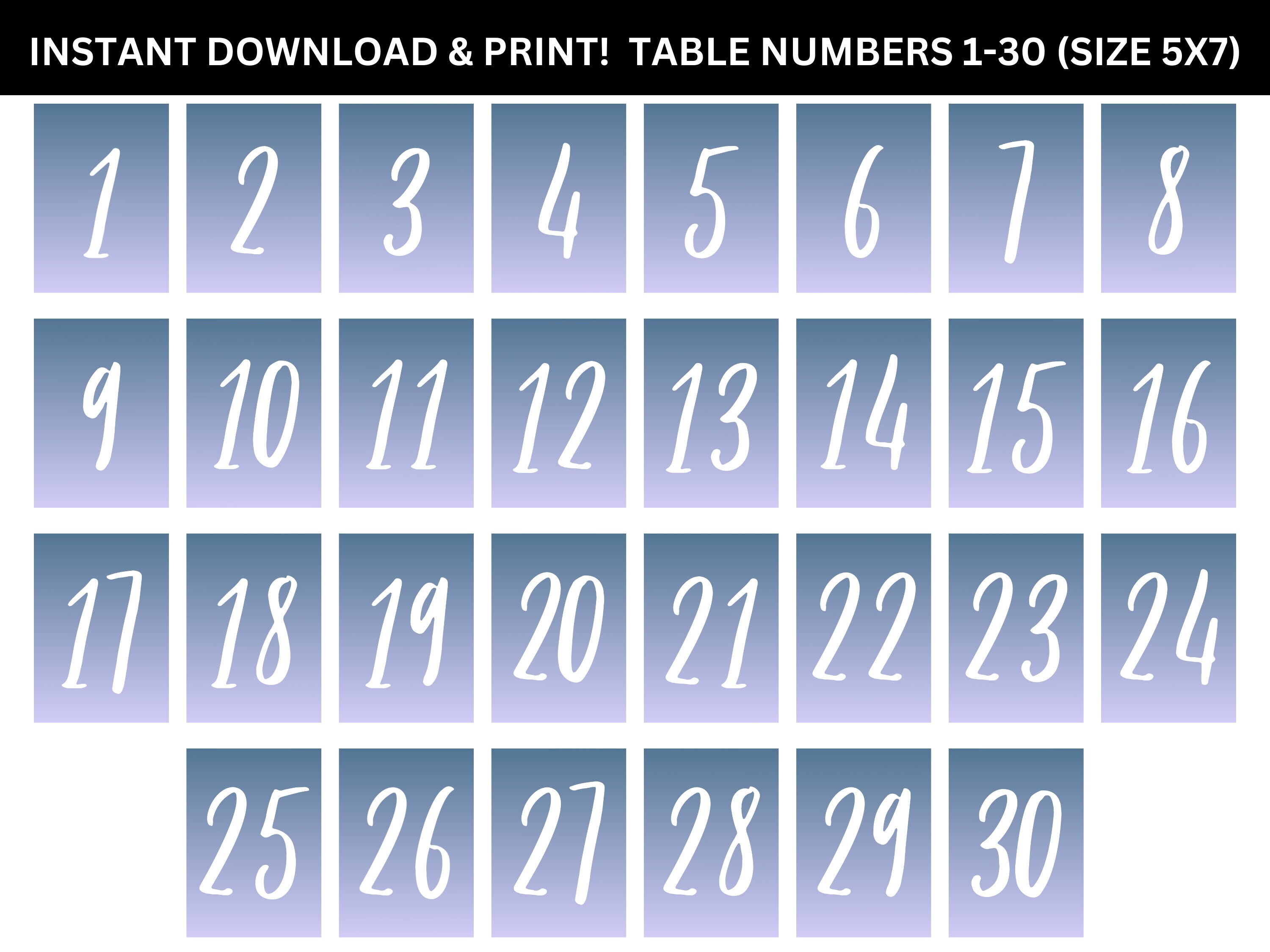 Whimsical Wedding Table Numbers 1-30 | Instant Download & Print ...