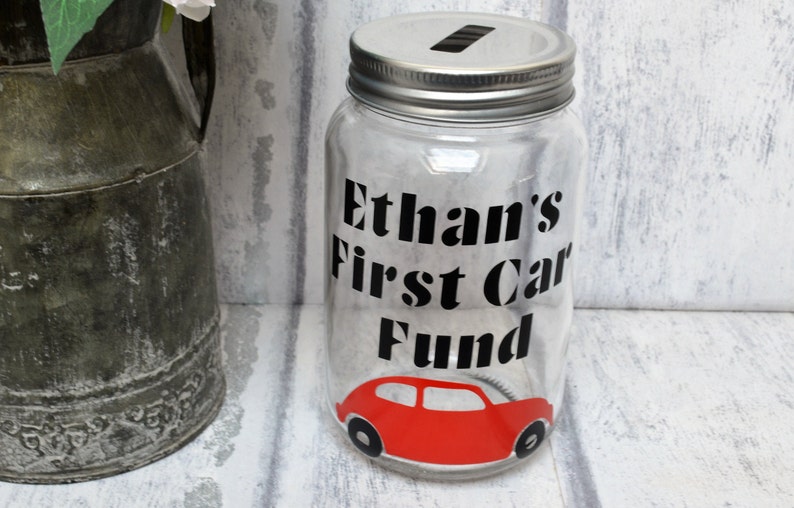 Handmade Personalised First Car Fund Money Saving Jar Piggy | Etsy