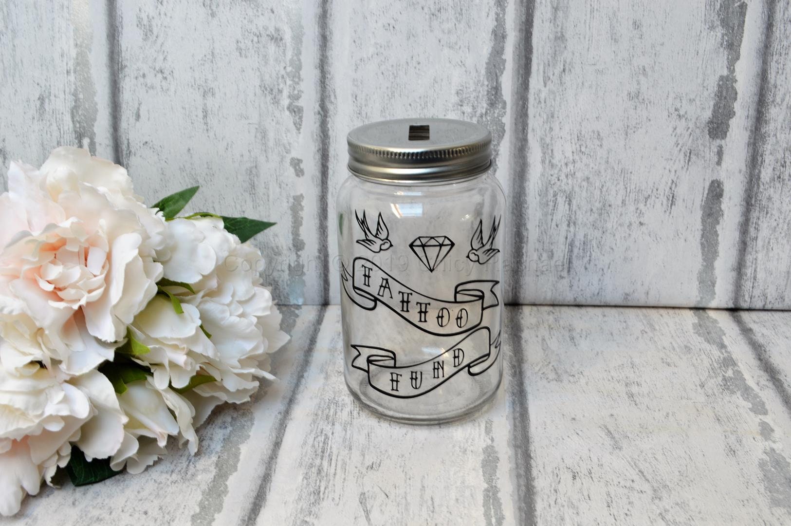 Handmade Diamond Tattoo Fund Money Saving Jar Piggy Bank Money - Etsy UK