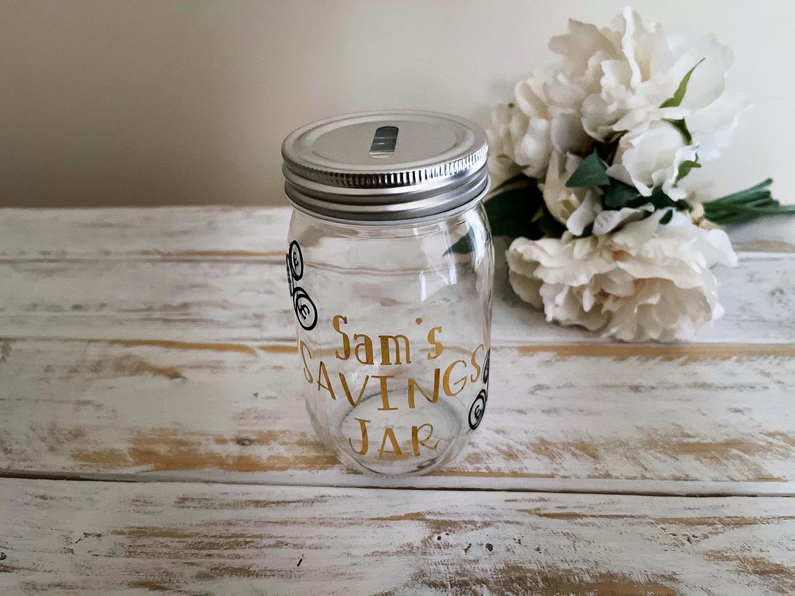Personalised Savings Jar Money Saving Jar Piggy Bank Money Box - Etsy UK