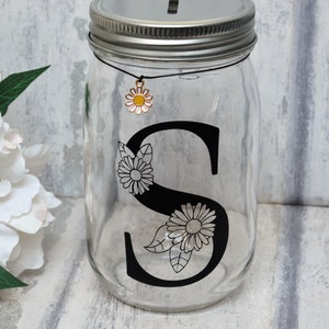 Personalised Daisy Initial Money Saving Jar With Daisy Charm Piggy Bank ...
