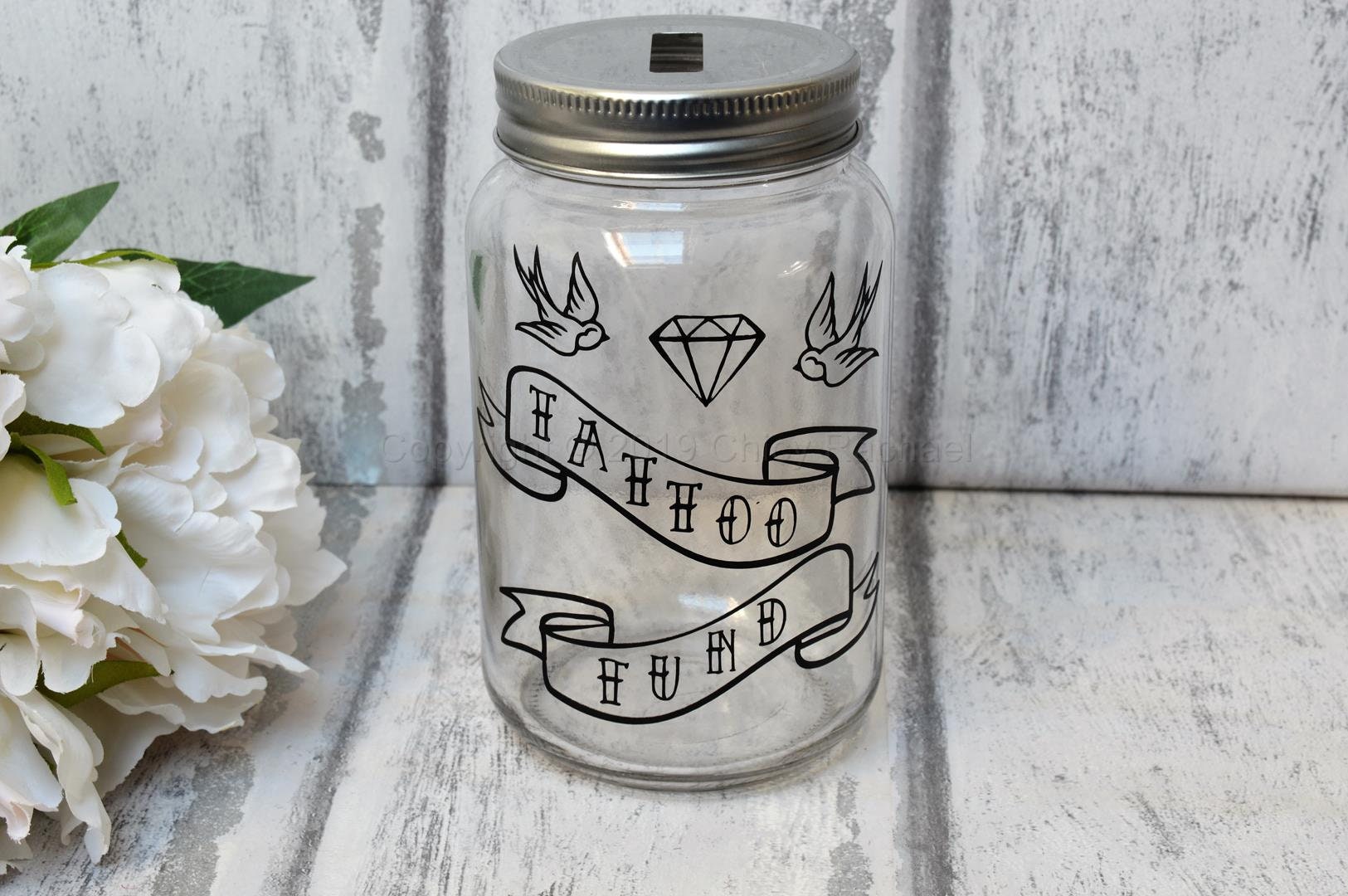 Handmade Diamond Tattoo Fund Money Saving Jar Piggy Bank Money - Etsy UK