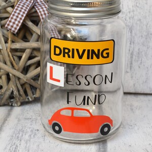 Handmade Driving Lesson Fund Money Saving Jar Piggy Bank Money Box ...
