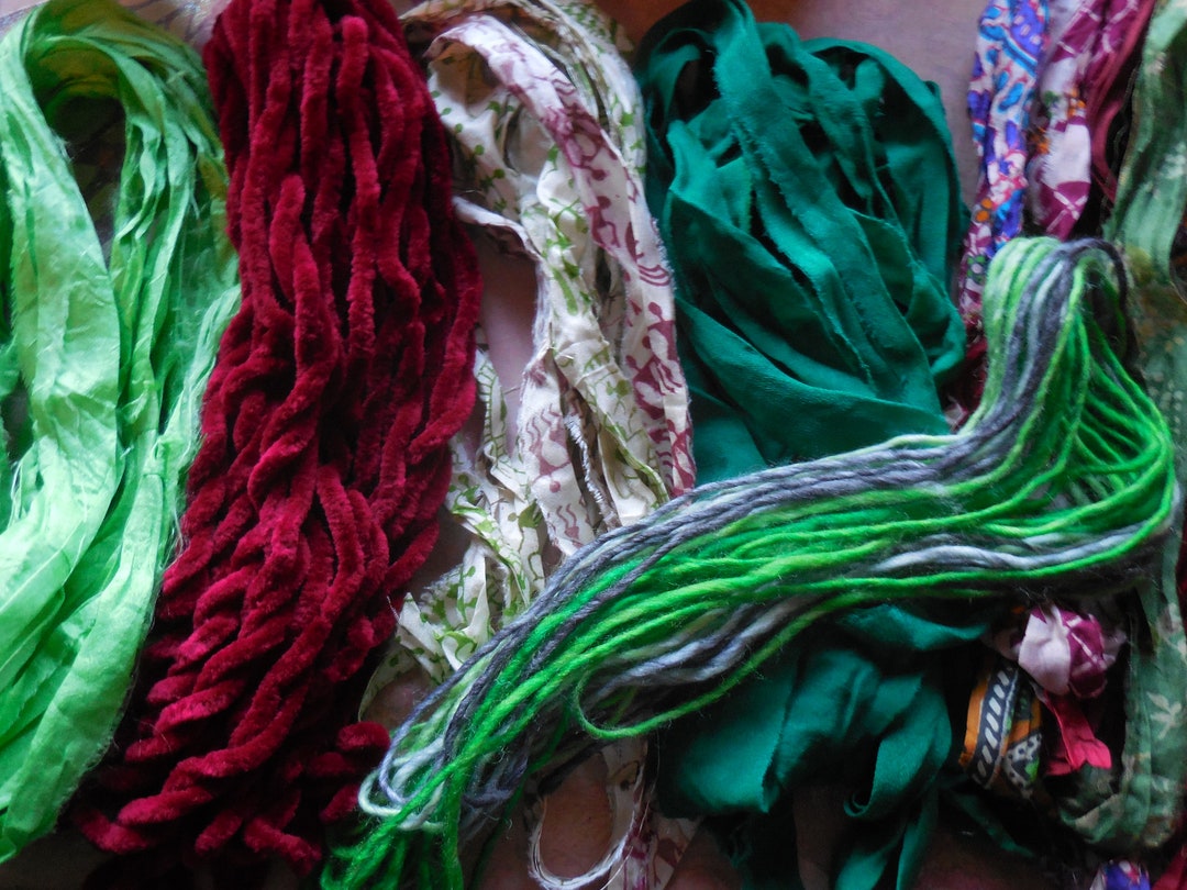 Forest Path Fiber Bundle, Sari Silk, Wool Blend, Luxury Chiffon , Combo ...
