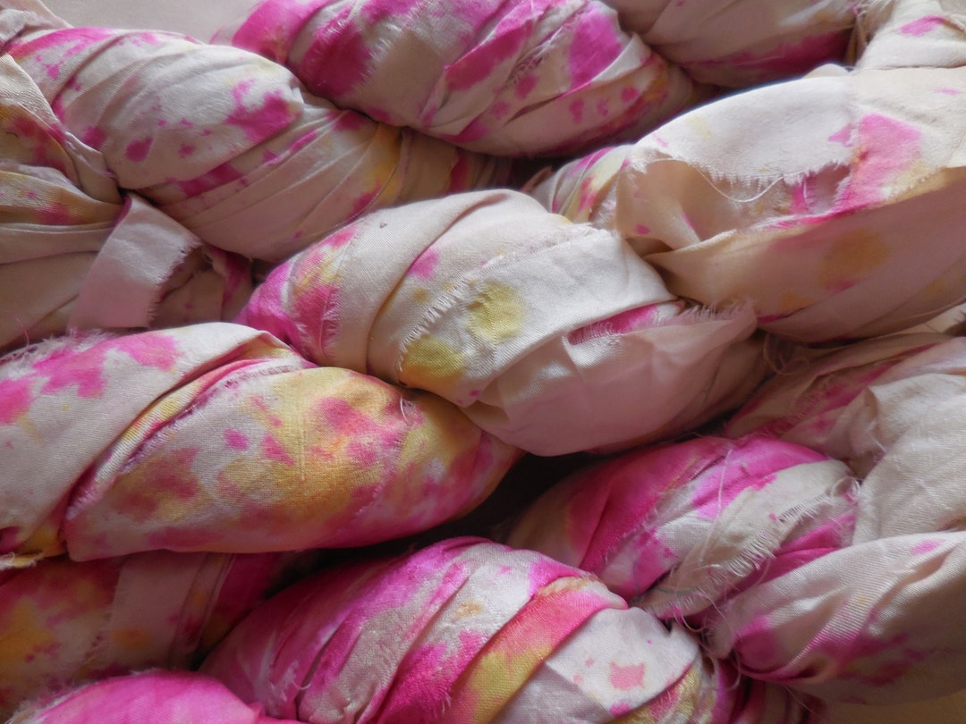 Raspberry Splash Ribbon, Sari Silk Ribbon, Fair Trade - Etsy