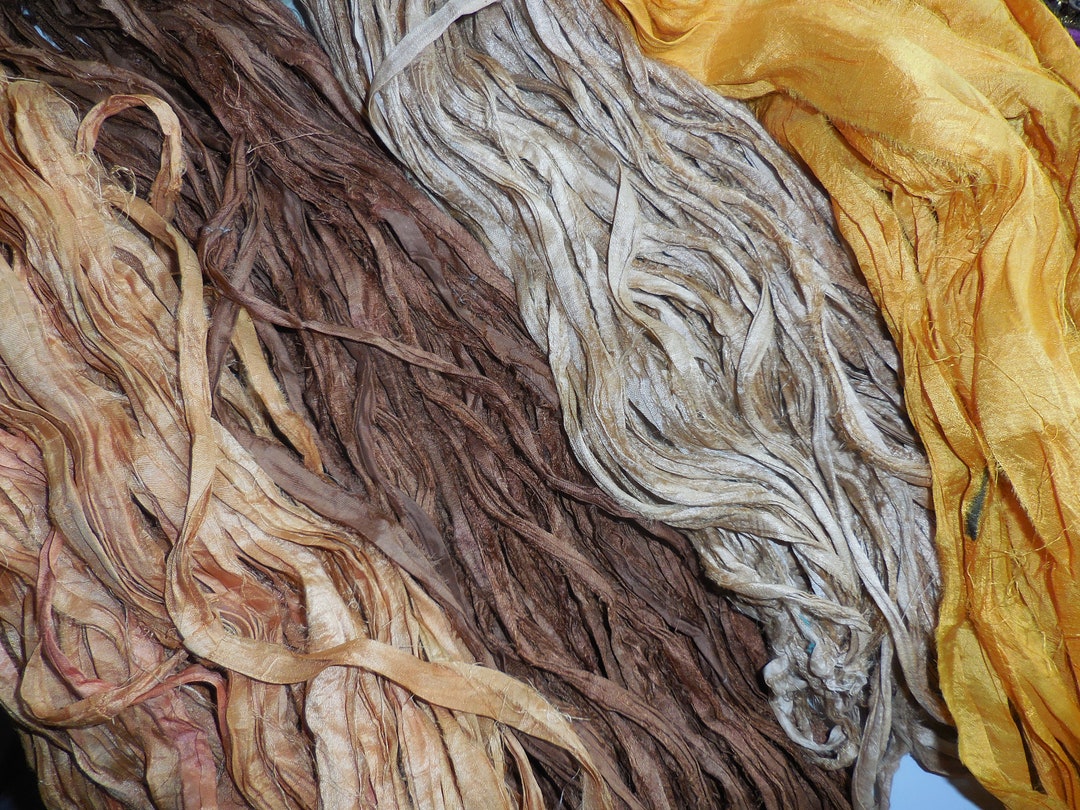 24 Yards, Sari Silk Ribbon, Earthy and Spicy, Large Ribbon Bouquet of ...