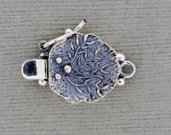 Box Clasp in Sterling Silver With Safety Catch and Organic Texture ...