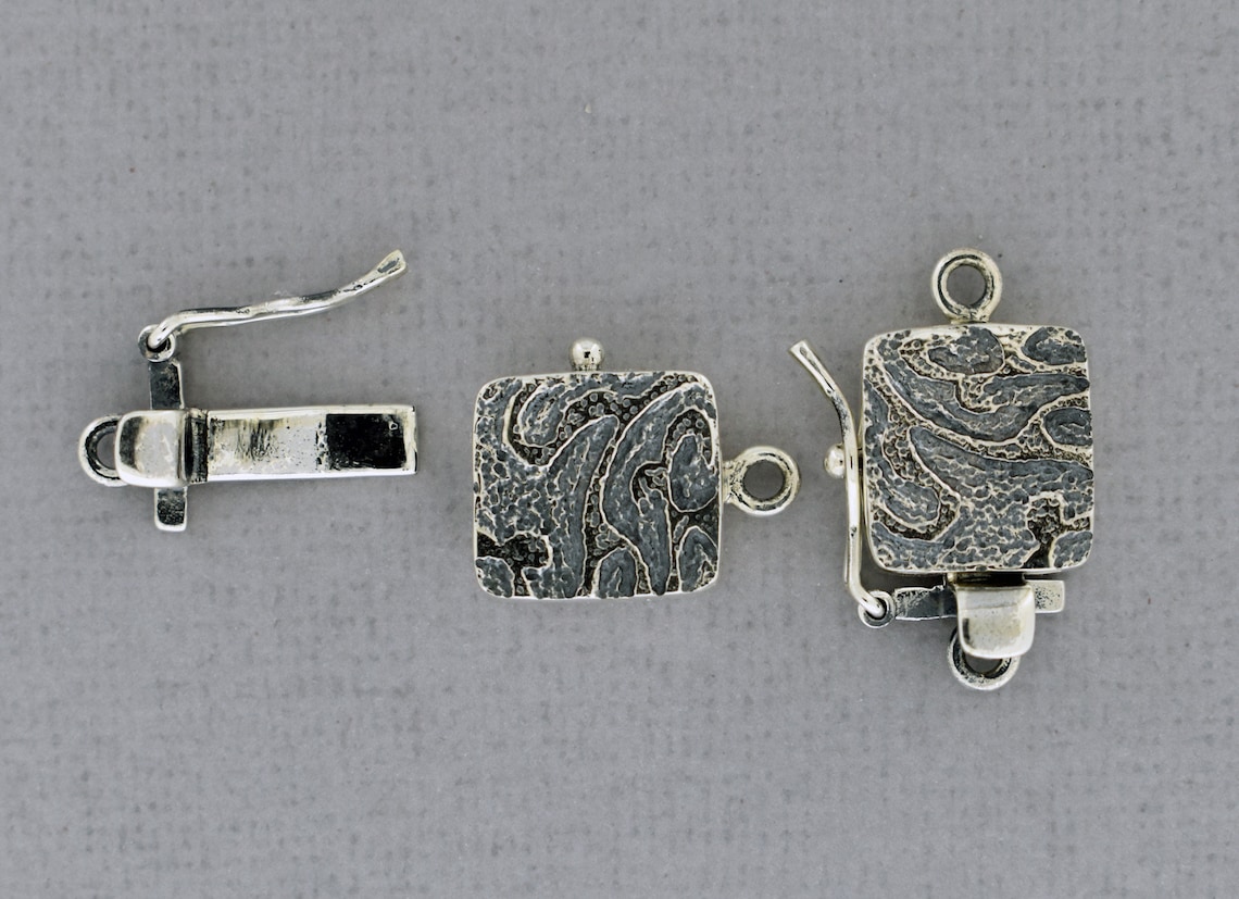 Sterling Silver Textured Box Clasp With Safety Catch Jewelry - Etsy UK