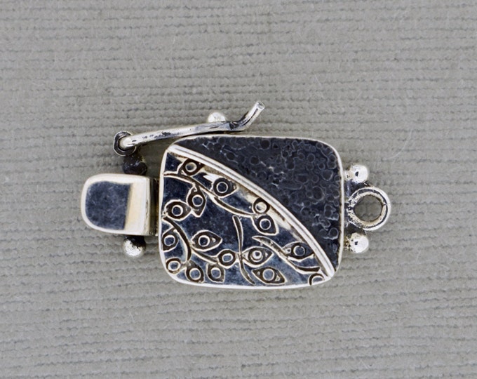 Box Clasp in Sterling Silver With Safety Catch and Organic Texture - Etsy