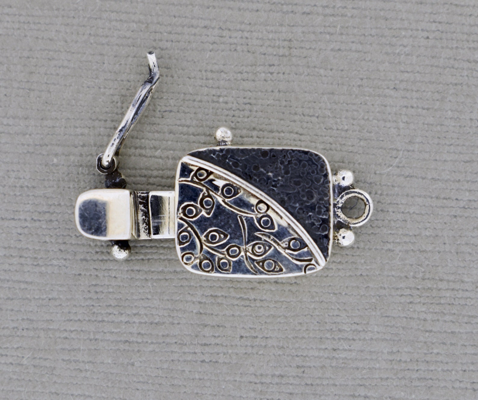 Box Clasp in Sterling Silver With Safety Catch and Organic Texture - Etsy