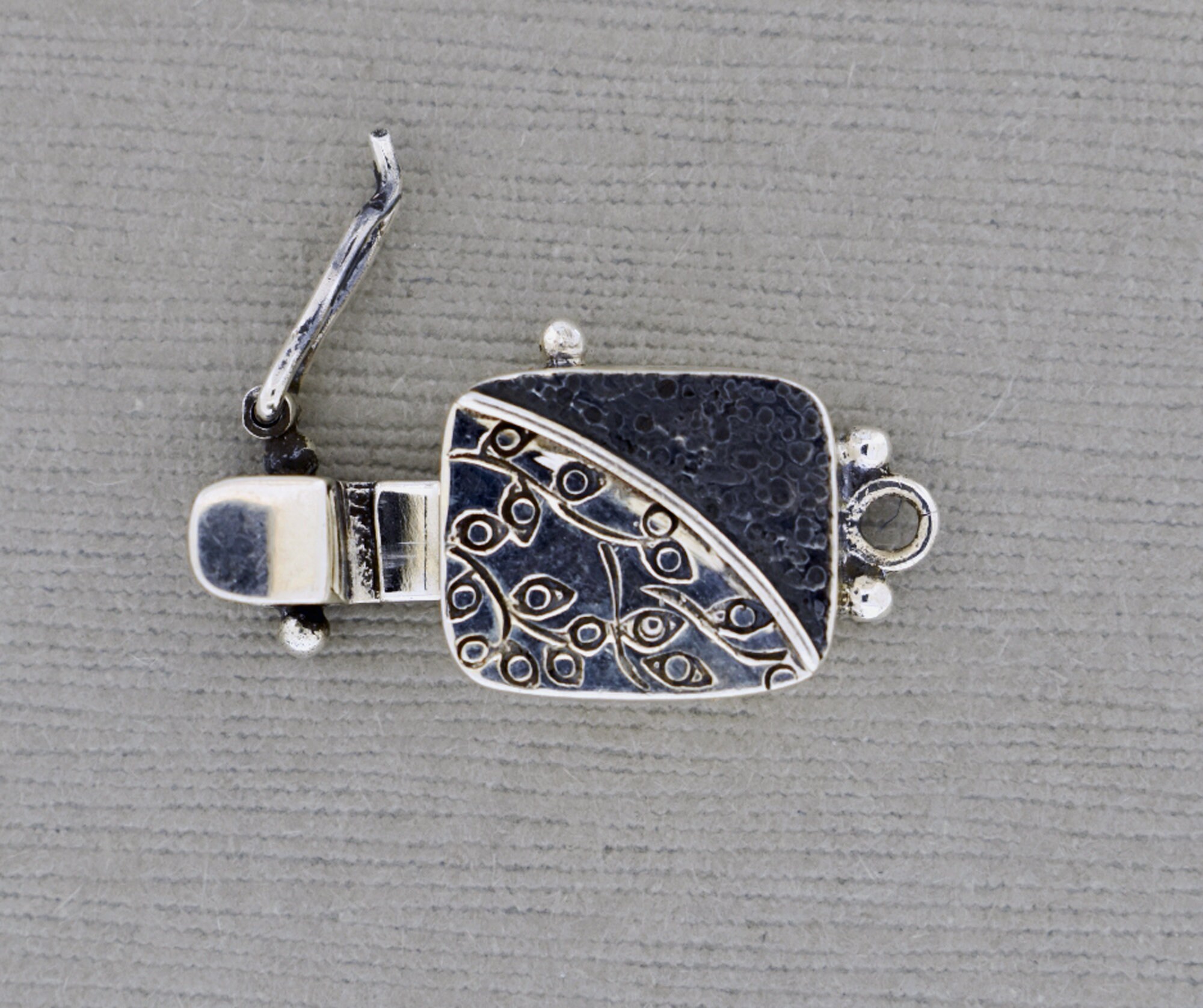 Box Clasp in Sterling Silver With Safety Catch and Organic Texture - Etsy