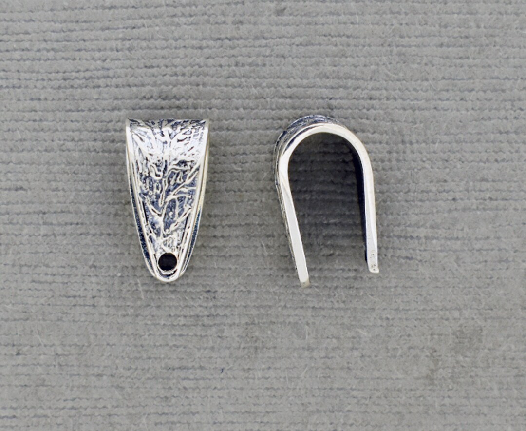 Sterling Silver Textured Foldover Bail or Enhancer, Enhancers, Designer ...
