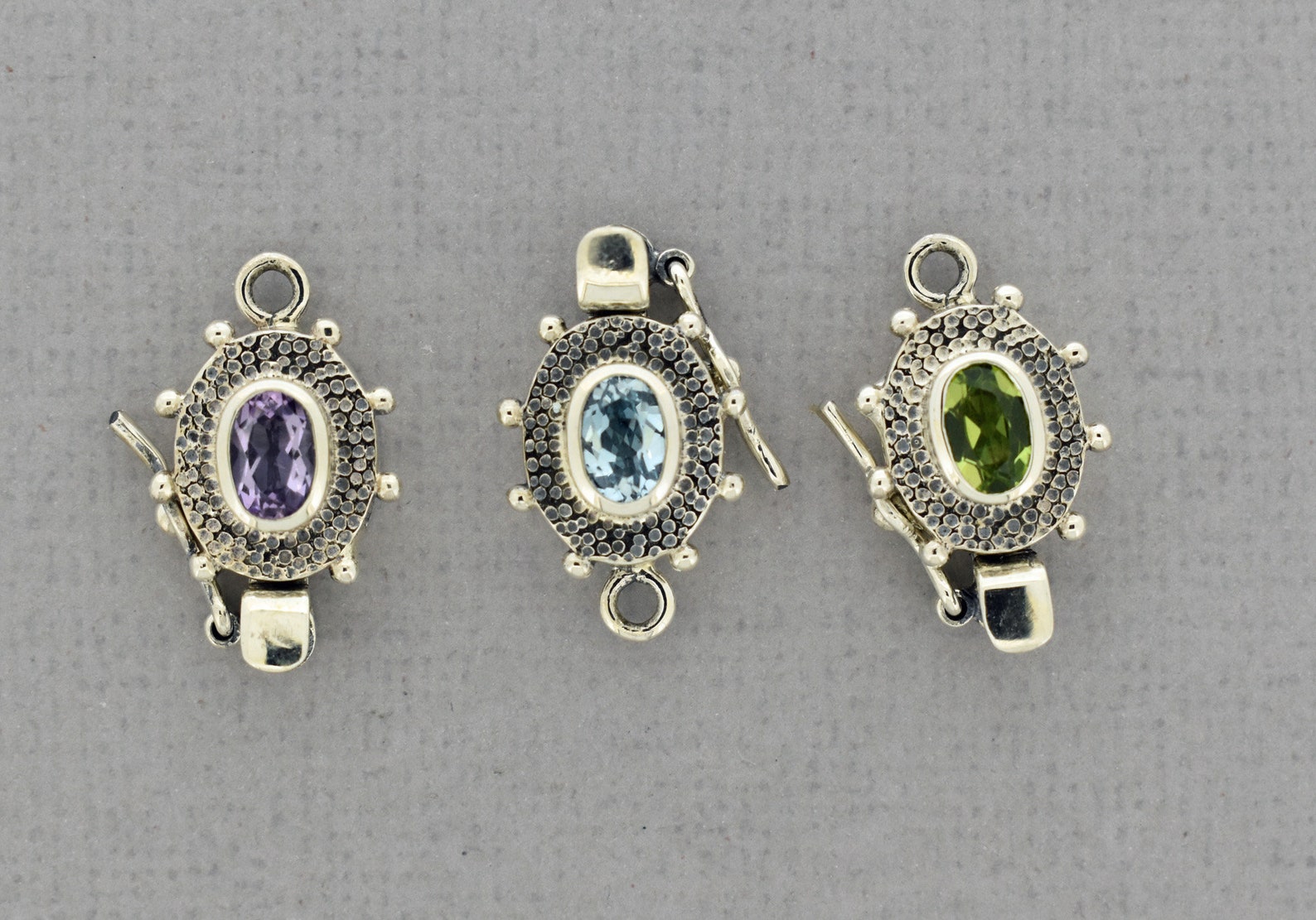 Small Sterling Silver Box Clasp With Semi Precious Stone and - Etsy