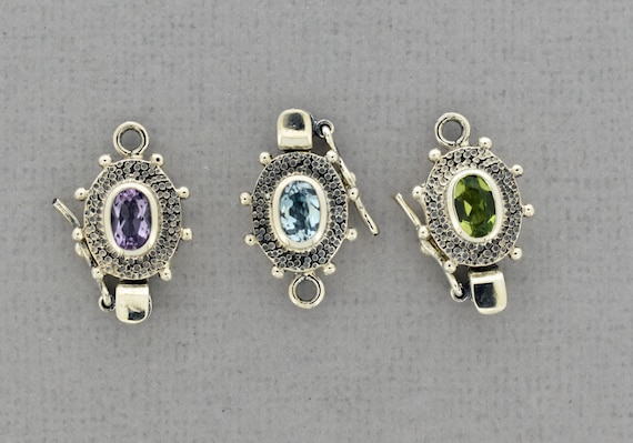 Small Sterling Silver Box Clasp With Semi Precious Stone and - Etsy
